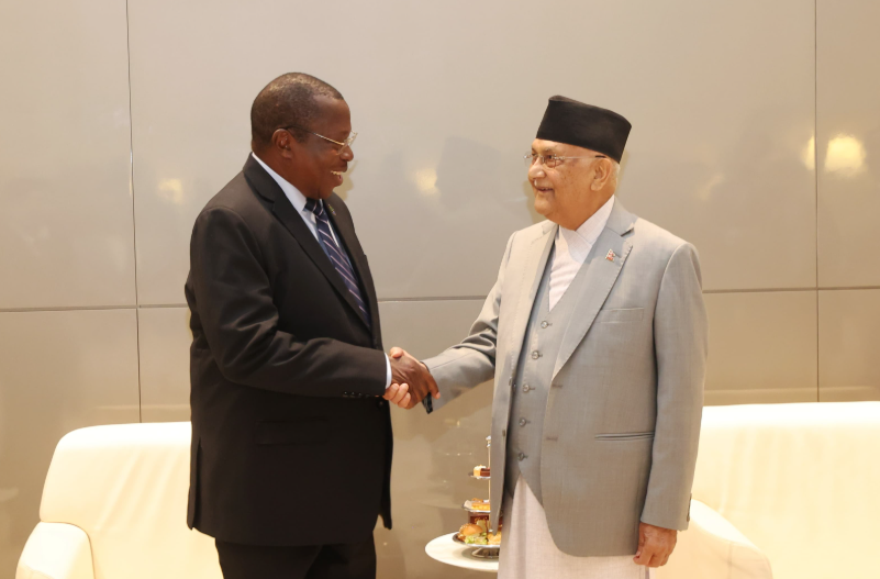 PM Oli Meets Tanzanian Vice President Philip in Doha - NepalverifiedNews