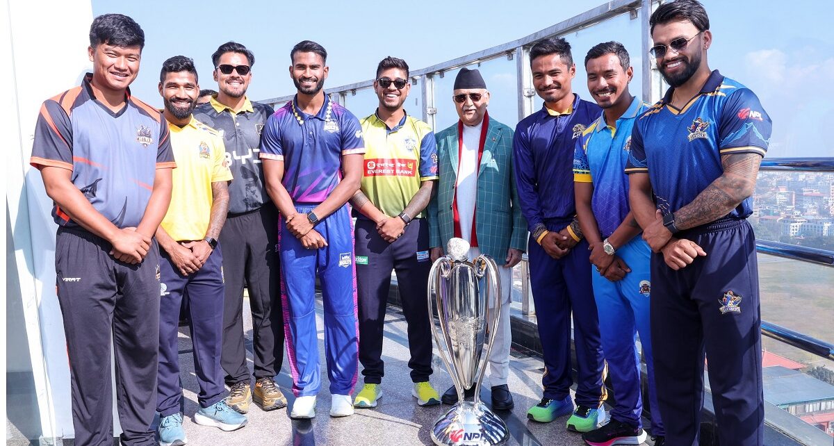 Demonstrating the trophy of Nepal Premier League. - NepalverifiedNews